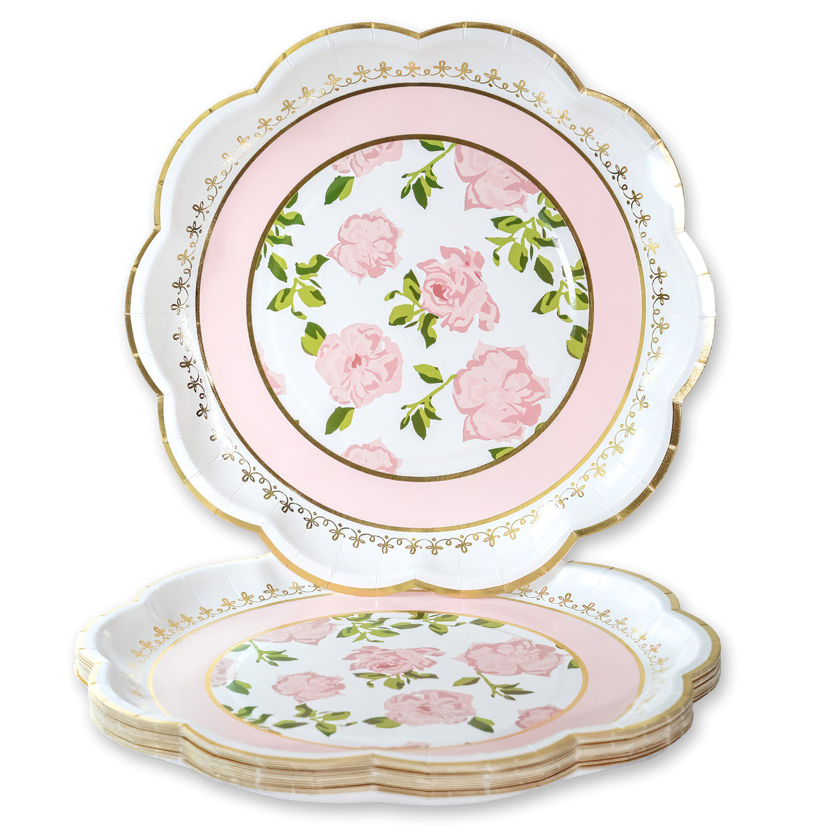 Pink Tea Time Whimsy 9 in. Premium Paper Plates (Set of 16) MWF