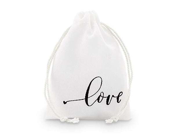 Love Print Muslin Drawstring Favor Bag - Small (Set of 12) | My Wedding ...